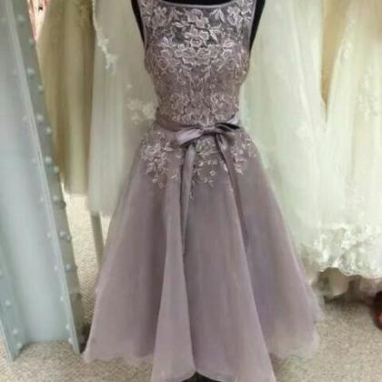 Tea Length Gray Party Dress on Luulla