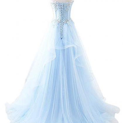 Sweetheart Neckline Blue Long Pageant Dress on Luulla