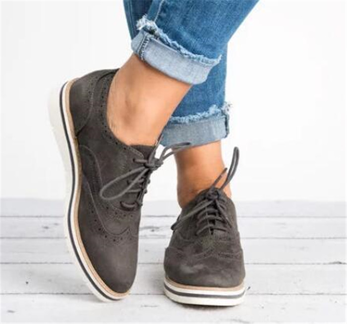 Women Lace-up Front Brogues Shoes Oxford Flats on Luulla