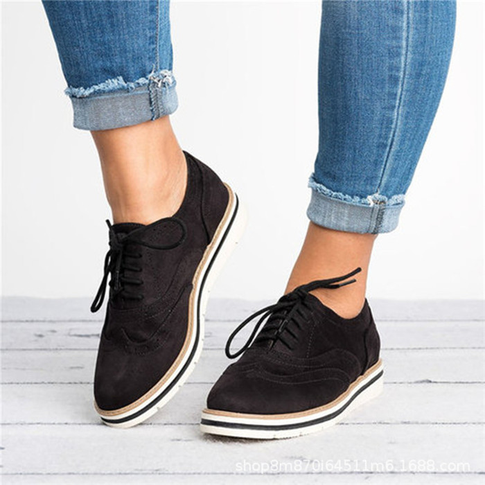 Women Lace-up Front Brogues Shoes Oxford Flats on Luulla