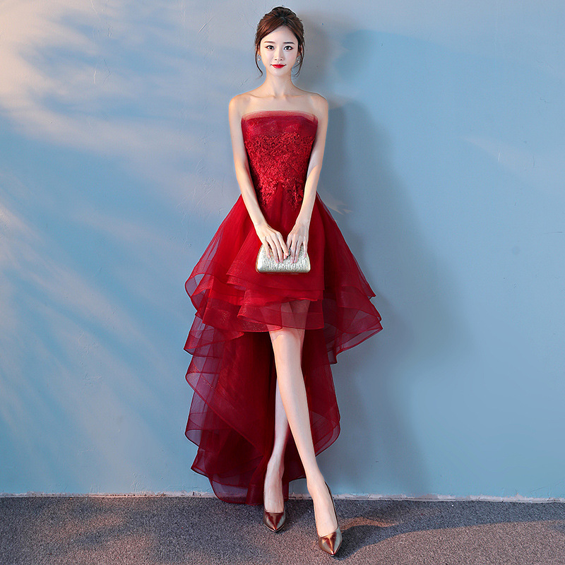 Strapless Red High Low Party Dress on Luulla