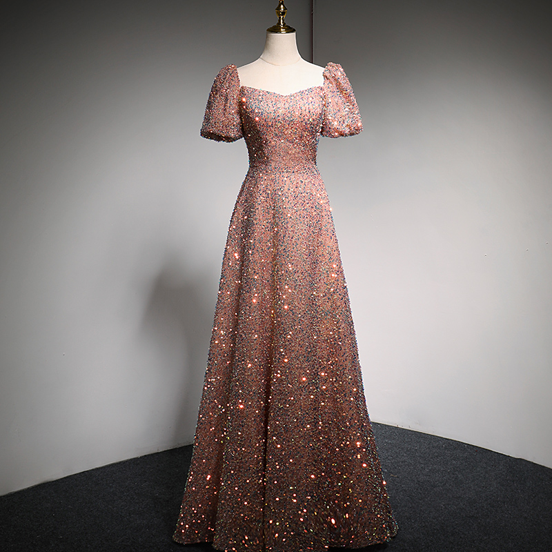 Puffy Sleeves Sparkle Princess Formal Dress Evening Gown on Luulla