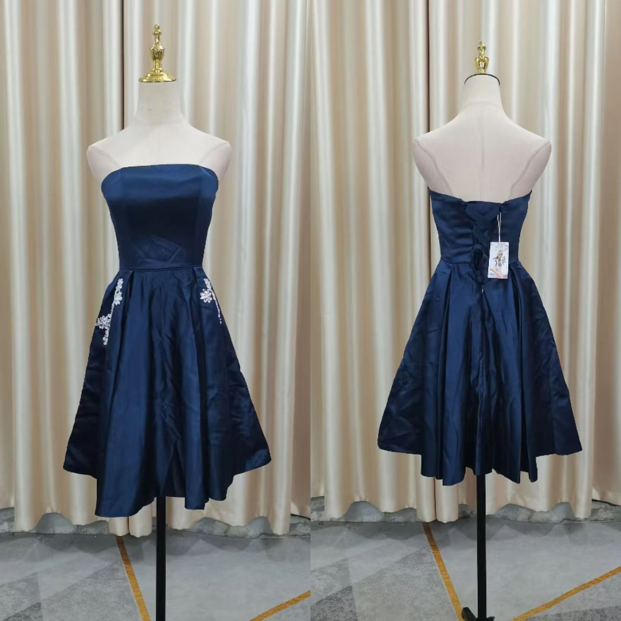 Strapless Navy Short Prom Dress With Pockets on Luulla