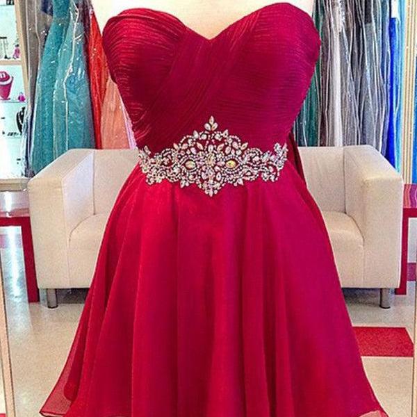 Sleeveless Red Chiffon Short Graduation Dress on Luulla
