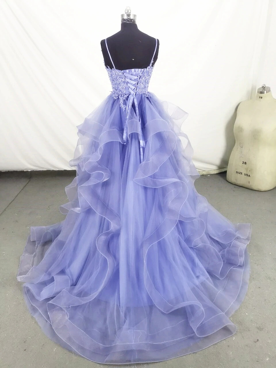 Lavender Long Prom Dress With Horsehair Trimmed Skirt Evening Gowns ...