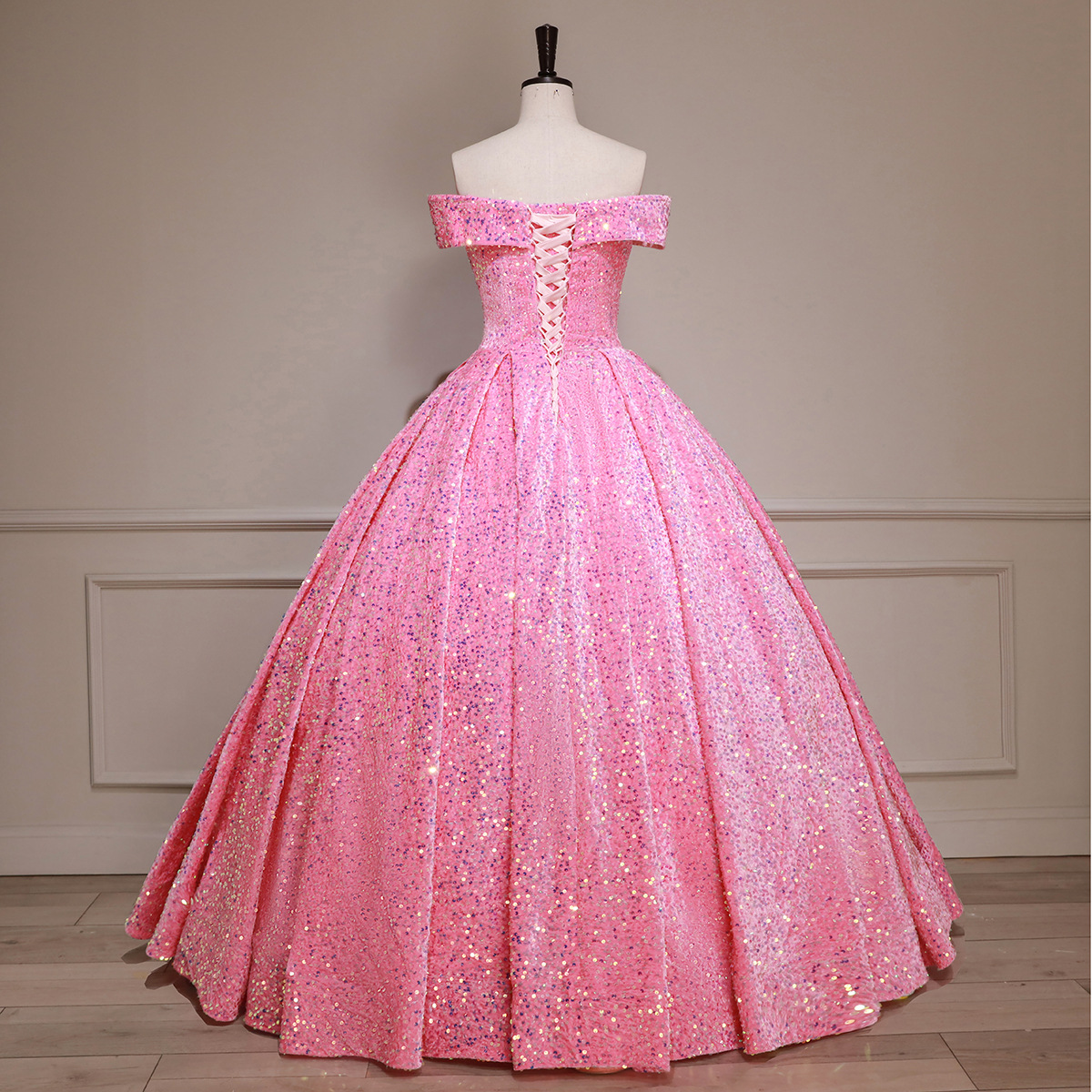 Off Shoulder Pink Ball Gown Pageant Dress on Luulla