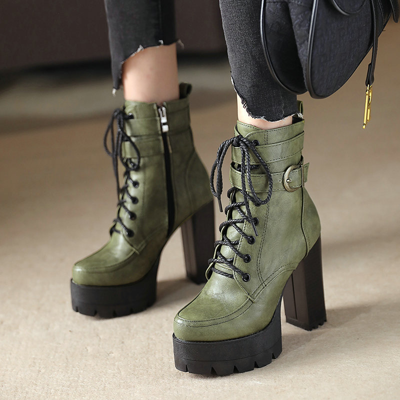 Lace Up Platform Boots on Luulla