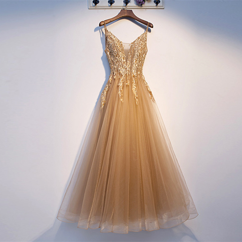 Golden Formal Occasion Dress Long Evening Gown on Luulla