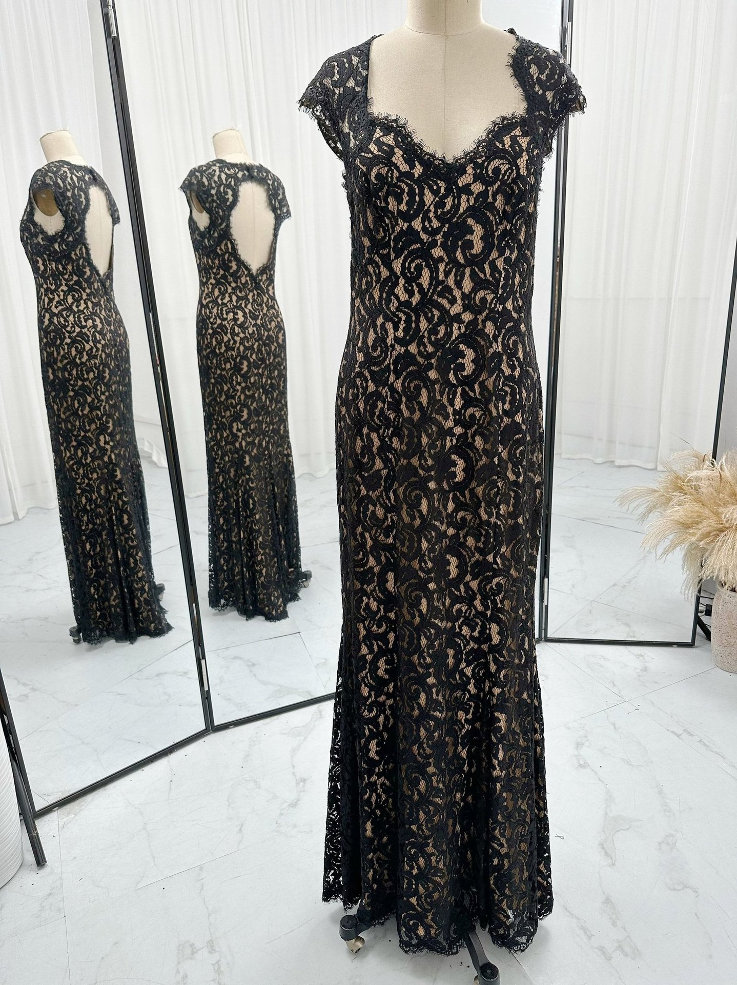 Champagne Black Lace Formal Occasion Dress Evening Gown on Luulla
