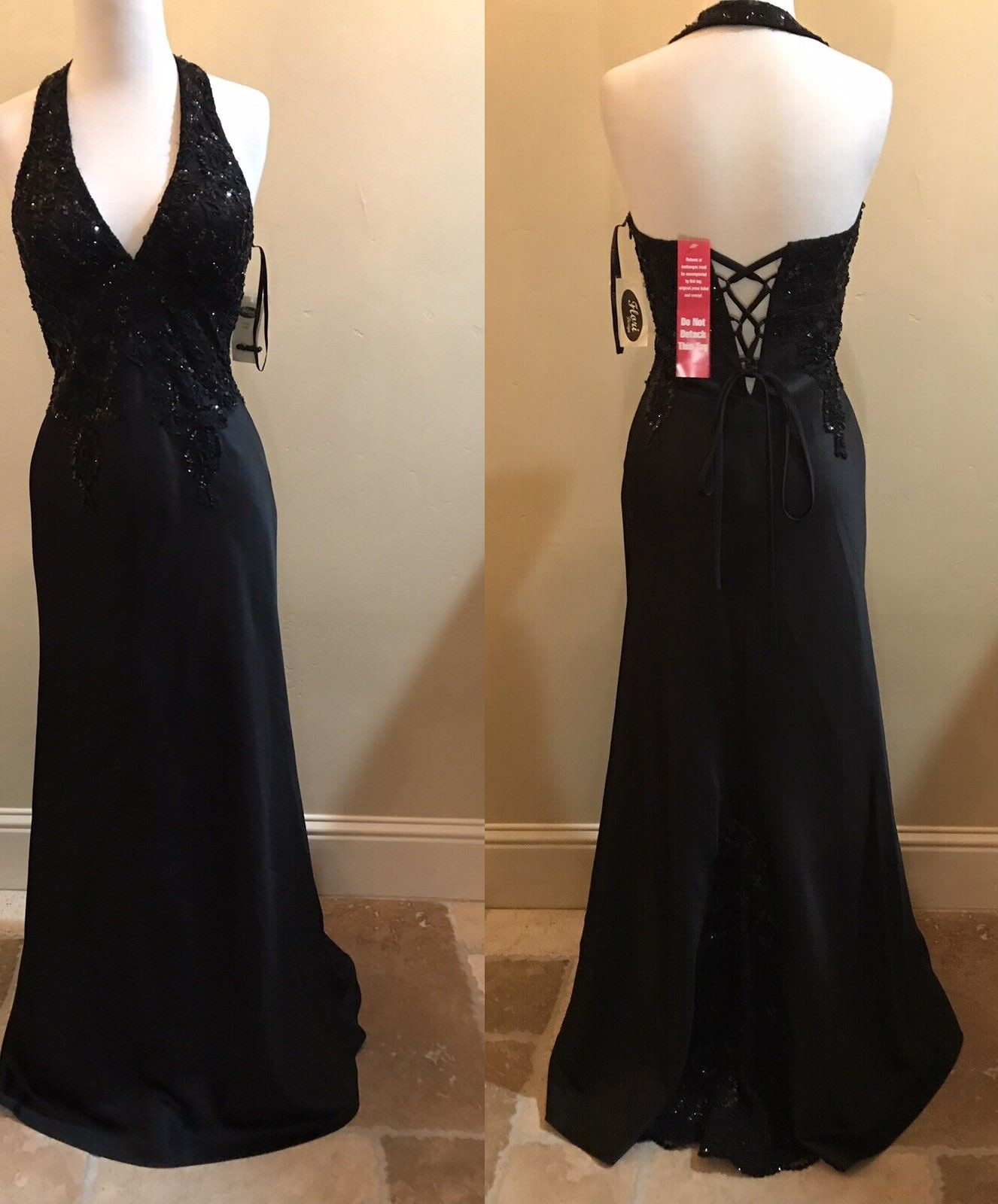Halter Black Prom Dresses Maxi Long Formal Evening Gown on Luulla