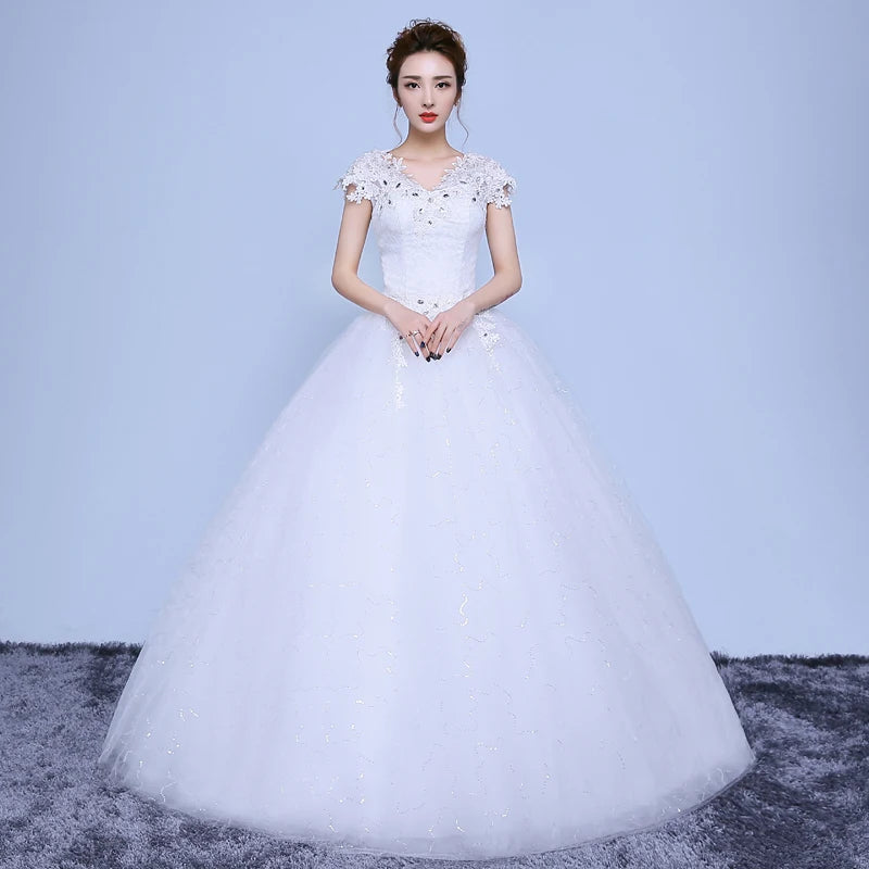 Elegant White Lace Ball Gown Wedding Dress on Luulla