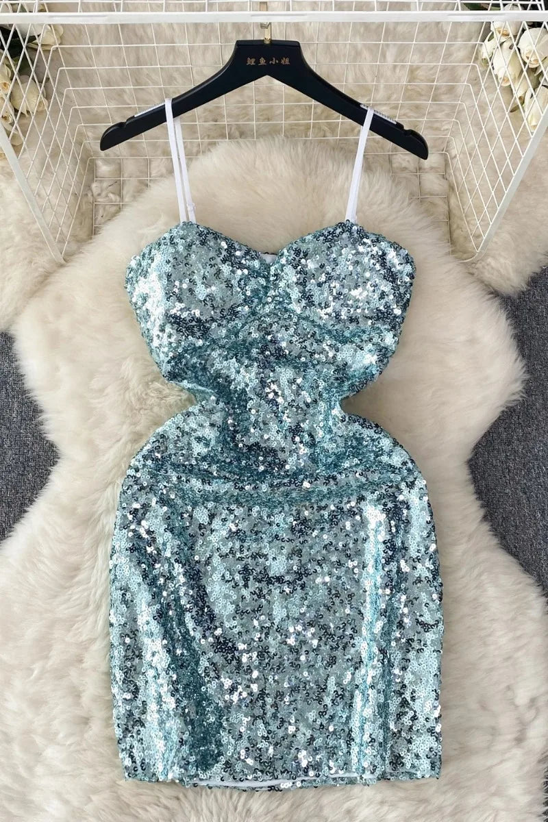 Sparkling Purple Sequin Party Dress For Women on Luulla