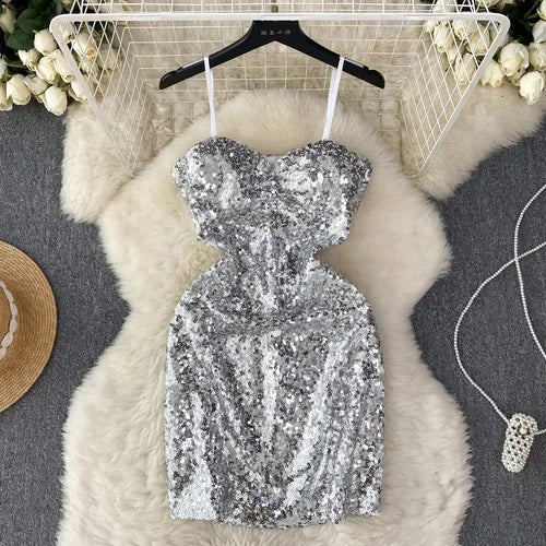 Sparkling Purple Sequin Party Dress For Women on Luulla