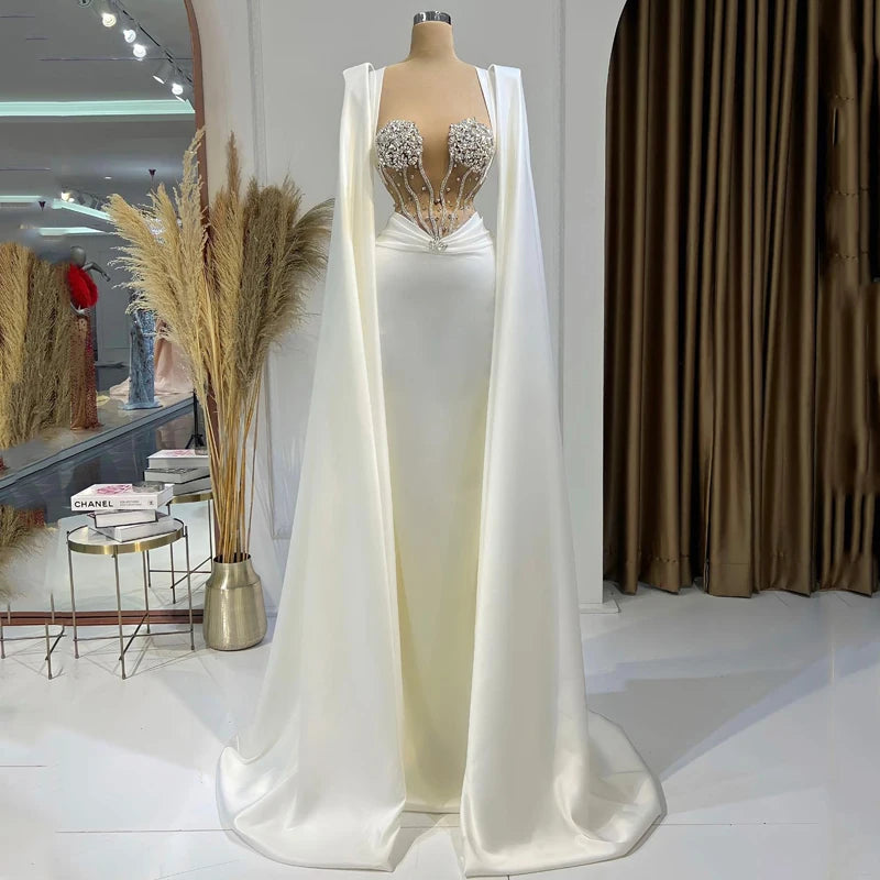 Stunning White Gown With Intricate Beaded Bodice on Luulla